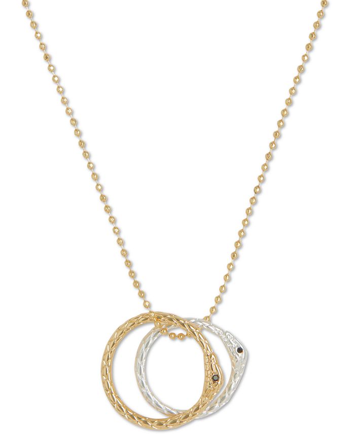 Lucky Brand Two-Tone Jet Pavé Continuous Snake Pendant Necklace, 17-3/4 ...