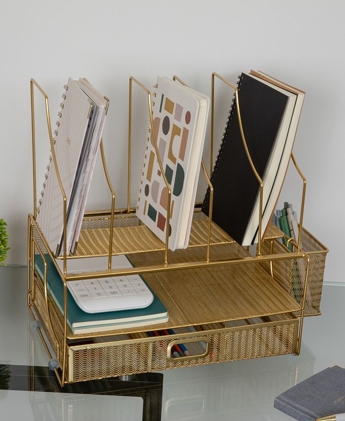 Martha Stewart Ryder Mesh Metal Large Desktop Organizer with Paper File ...