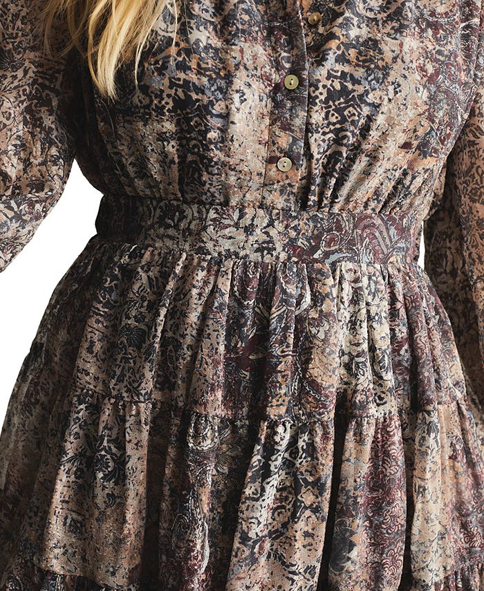 Frye Women's Collared Button-Front Tiered Long-Sleeve Dress - Macy's