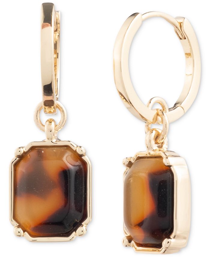 Lauren Ralph Lauren Gold-Tone Tortoise-Look Charm Hoop Earrings - Macy's