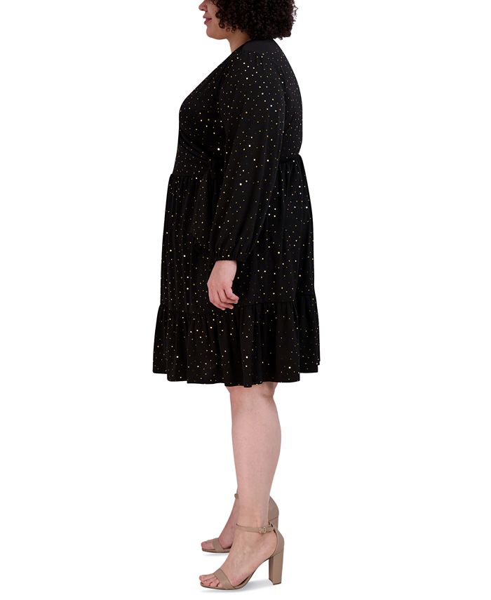 Robbie Bee Plus Size Printed Faux Wrap Long Sleeve Dress Macys