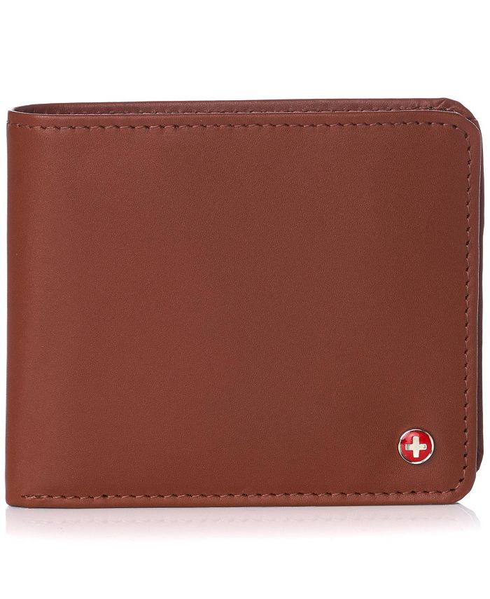 Alpine Swiss RFID Mens Wallet Deluxe Capacity Passcase Bifold Two Bill ...
