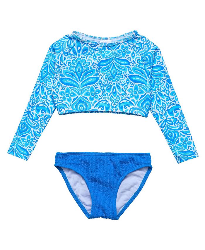 Snapper Rock Toddler, Child Girl Santorini Blue Crop LS Rash Set - Macy's