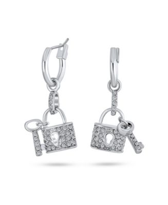 Bling Jewelry Pave Crystal Lock And Key Charm Dangle Earrings Couples ...