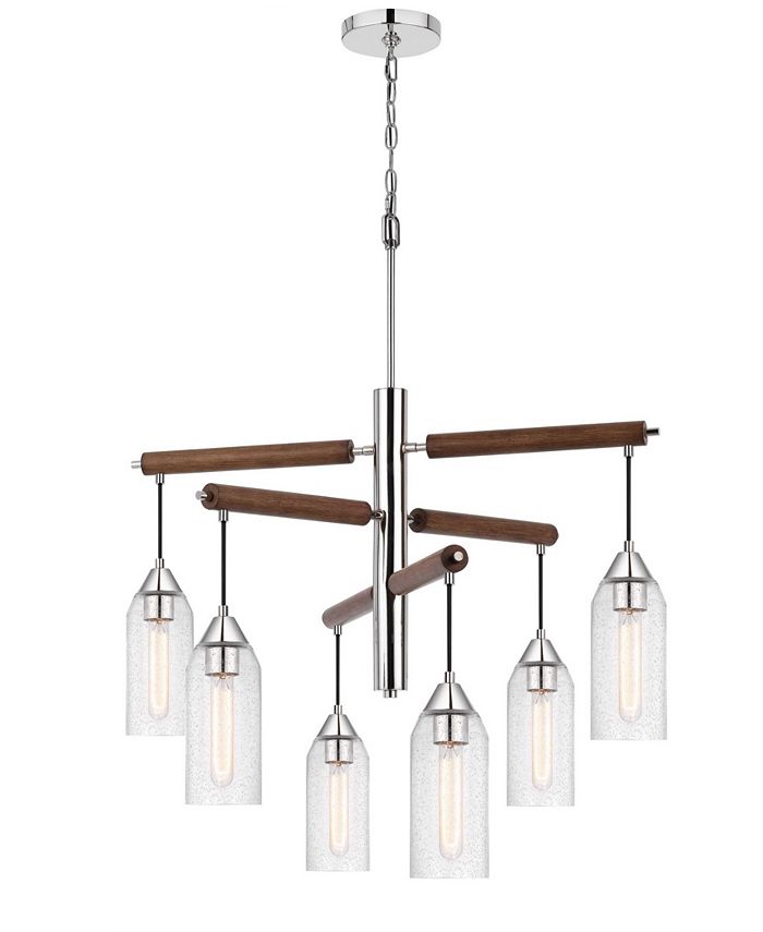 Cal Lighting 38" Height Metal and Wood Accents Chandelier - Macy's