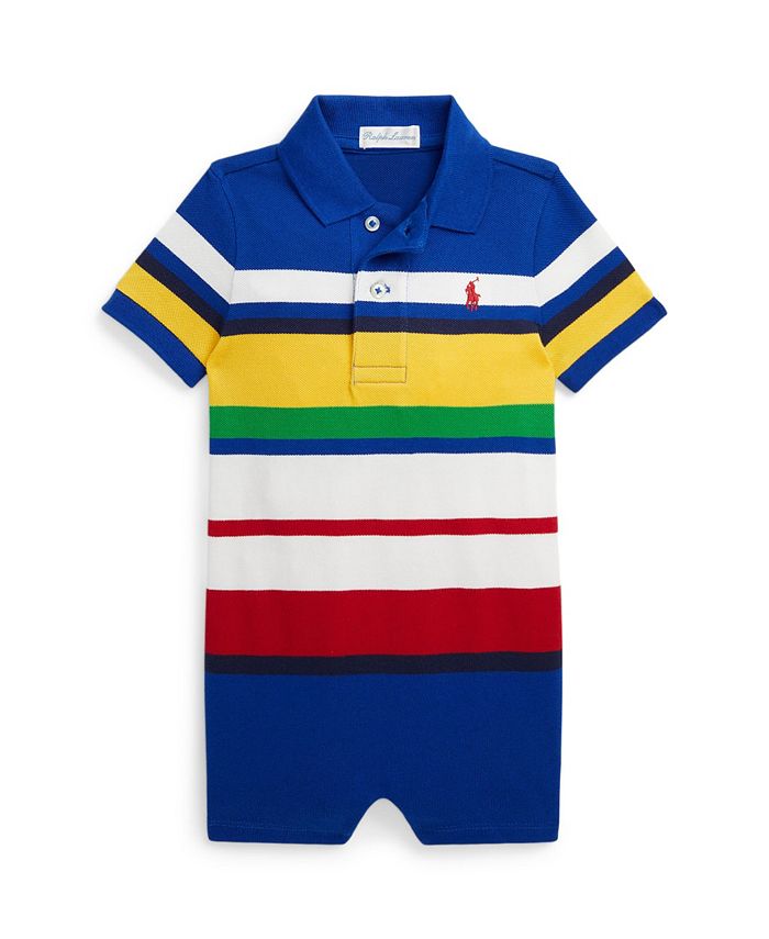 Polo Ralph Lauren Baby Boys Striped Cotton Mesh Polo Shortall - Macy's