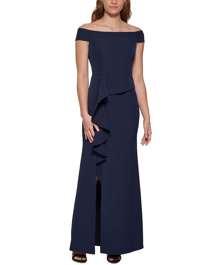 Vince Camuto Women's Off-The-Shoulder Draped Column Gown - Macy's