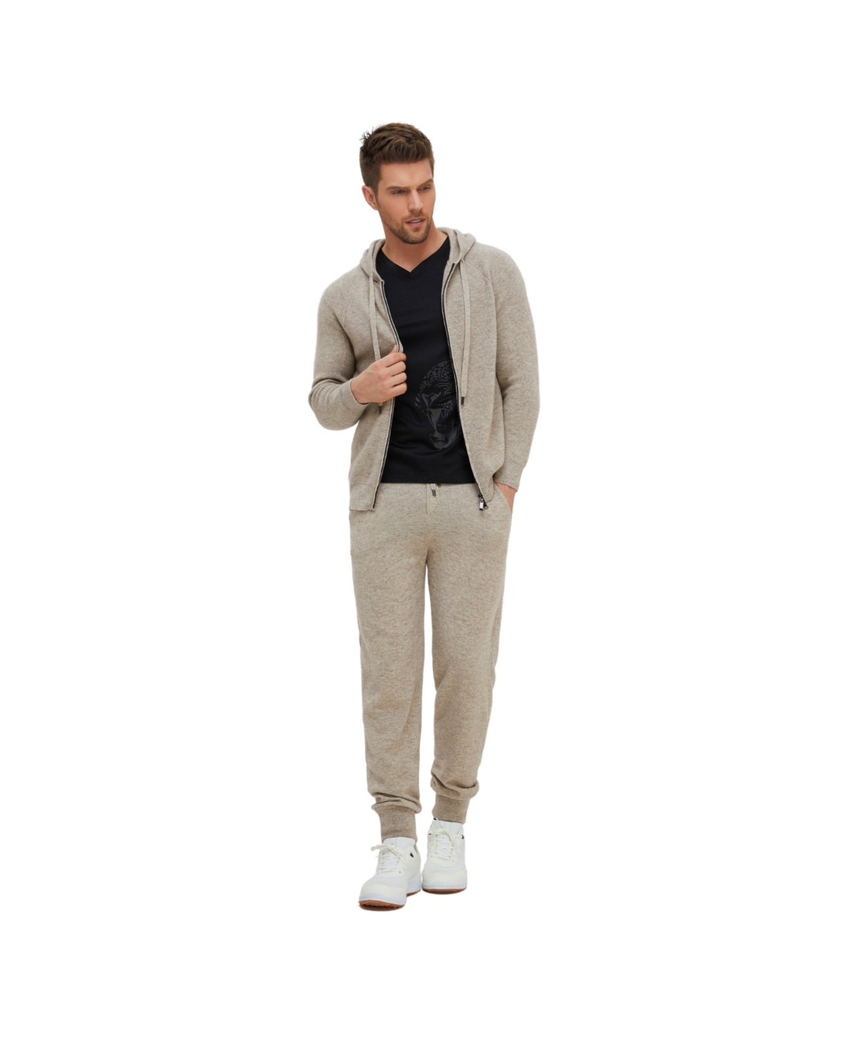 Click here for Bellemere Mens Ribbed Cashmere Full Zipper Hoodie... prices