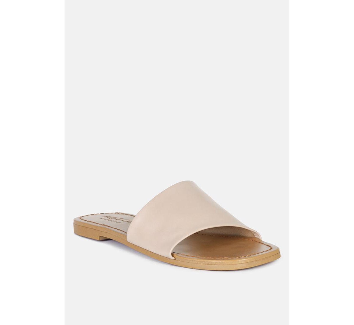 Click here for Tatami Black Leather Classic Slide Flats - Latte prices