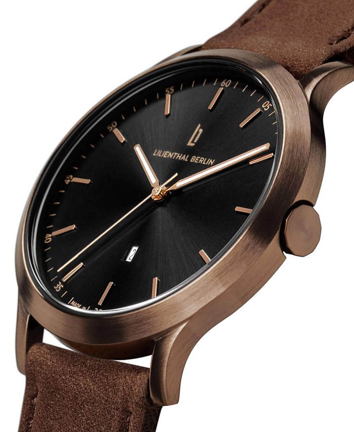 Lilienthal Berlin Men's Huxley Bronze Black Brown Leather Watch 40mm ...