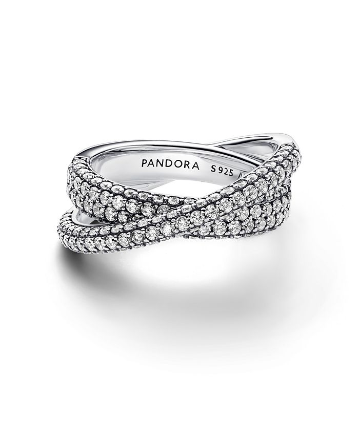 Pandora Timeless Sterling Silver Pave Crossover Dual Band Ring - Macy's