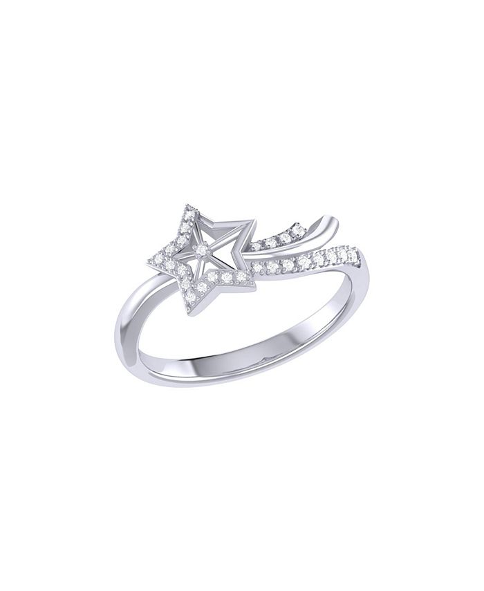 LuvMyJewelry Shooting Star Sparkle Design Sterling Silver Diamond Women Ring - Macy's