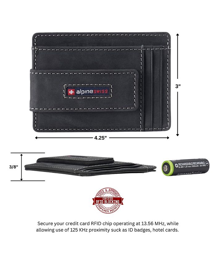 Alpine Swiss Mens RFID Safe Slim Magnetic Money Clip Leather Front ...