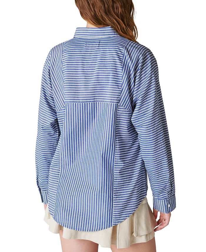 Lucky Brand Women's Striped Oversized Seamed Shirt - Macy's