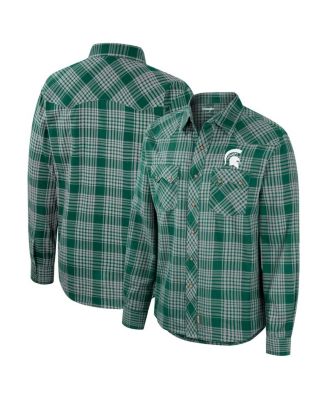 Men's Colosseum x Wrangler Green Michigan State Spartans Plaid Western ...