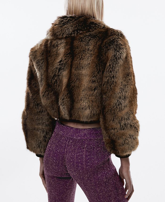 MANGO Women's Faux Fur Bomber Jacket - Macy's