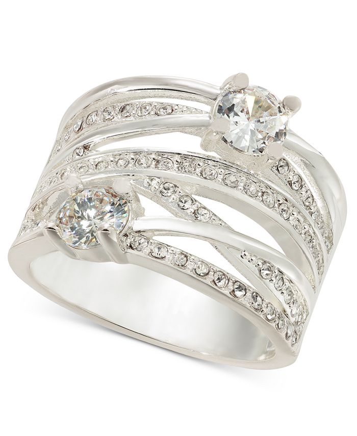 Charter Club Silver-Tone Pavé & Cubic Zirconia Multi-Row Ring, Created ...