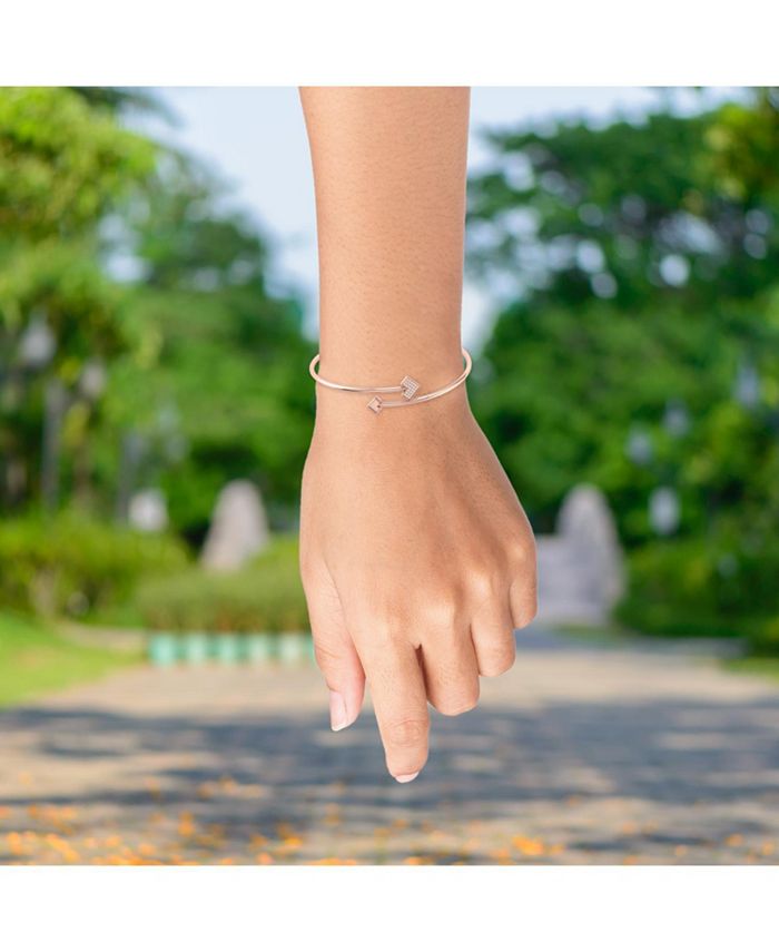 LuvMyJewelry One Way Arrow Design Sterling Silver Diamond Women Bangle ...