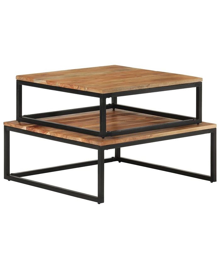 vidaXL Nesting Coffee Tables 2 pcs Solid Acacia Wood - Macy's