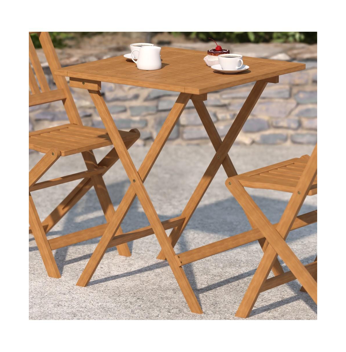 Merrick Lane Stora 24 Inch Square Solid Acacia Wood Portable Folding ...