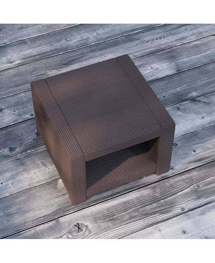 MERRICK LANE Malmok Outdoor Furniture Side Table Faux Rattan Wicker ...