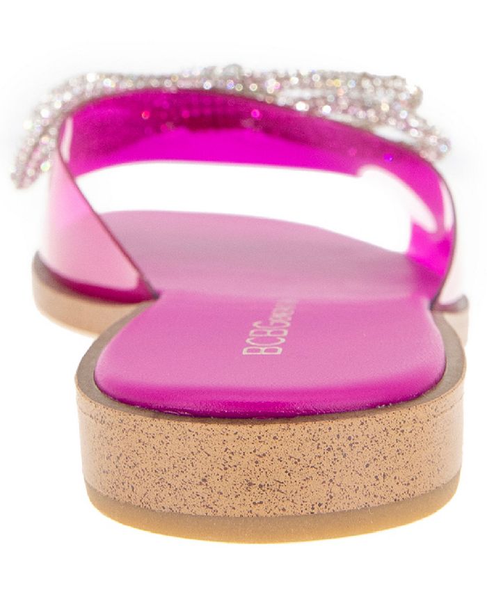 BCBGeneration Women's Laffi Rhinestone Bow Slide Sandals - Macy's