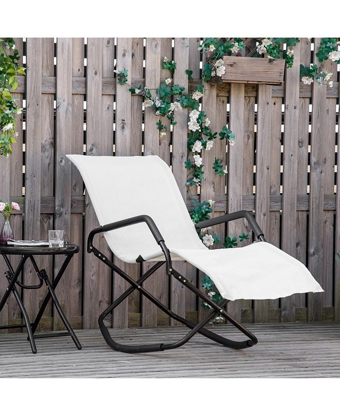 Outsunny Garden Rocking Sun Lounger, Outdoor Zero-Gravity Folding ...