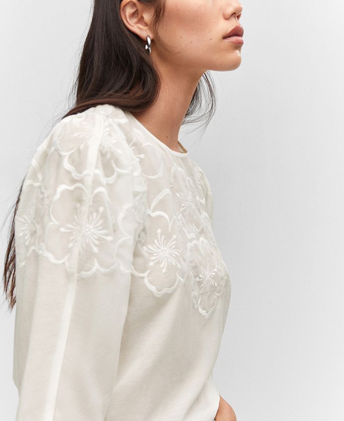 MANGO Women's Floral Embroidered Blouse - Macy's