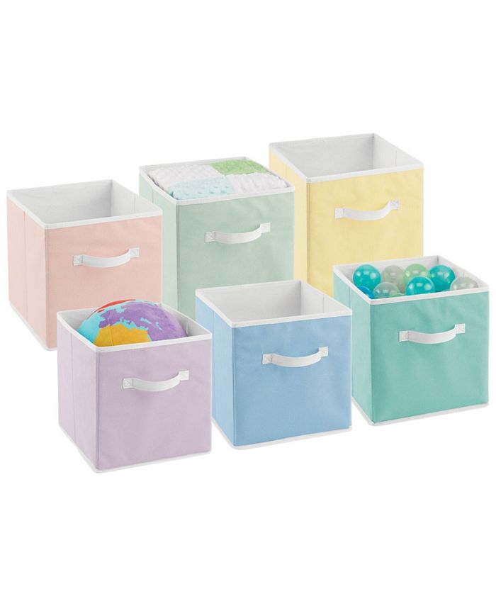mDesign Small Fabric Organizer Cube Bin with Handle, 6 Pack, Bright ...