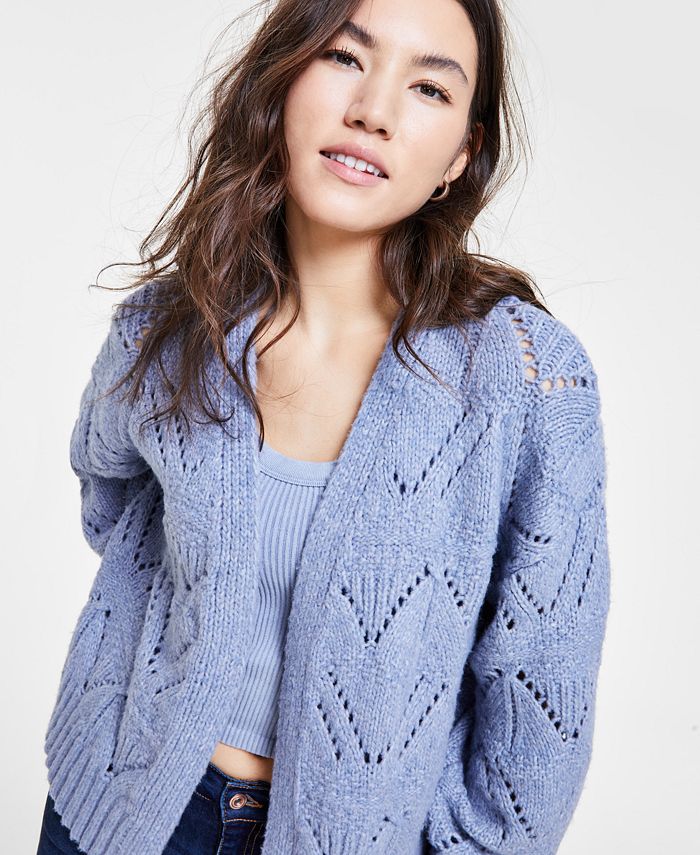Hippie Rose Juniors' Knit Open-Front Cardigan Sweater - Macy's