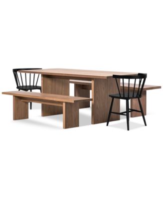 CLOSEOUT! Bernia 5pc Dining Set (Table + 2 Dining Chairs + 2 Benches ...