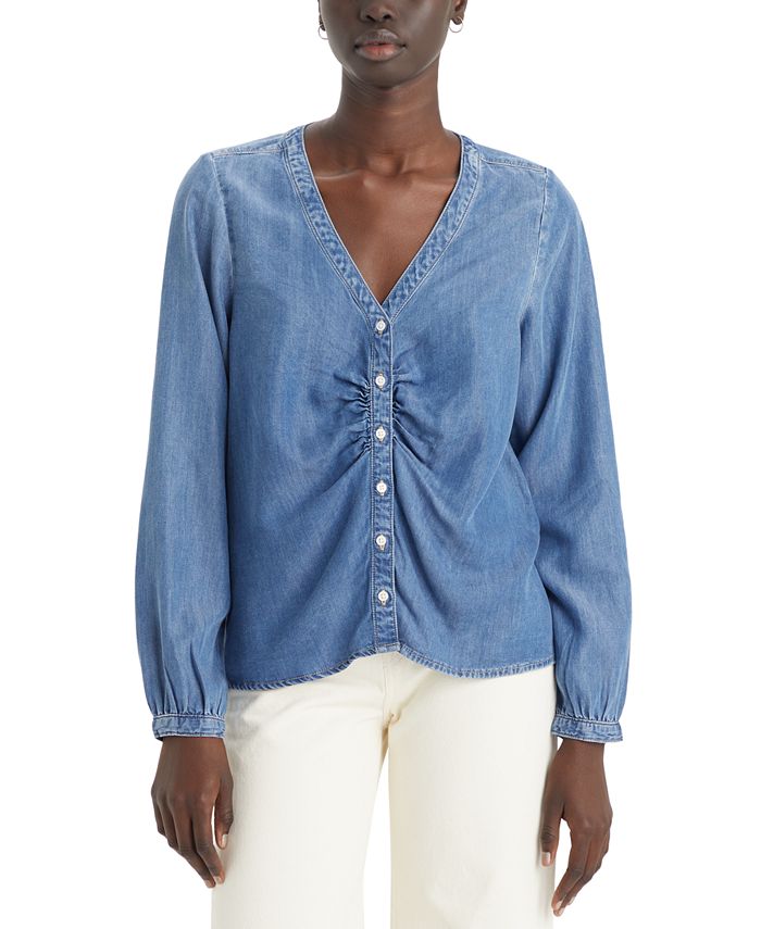 Levi's Trendy Plus Size Zenda Ruched Button-Front Blouse - Macy's