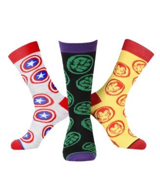 Marvel Iron Man Captain America Hulk Socks Unisex Superhero Logo 3 Pack ...