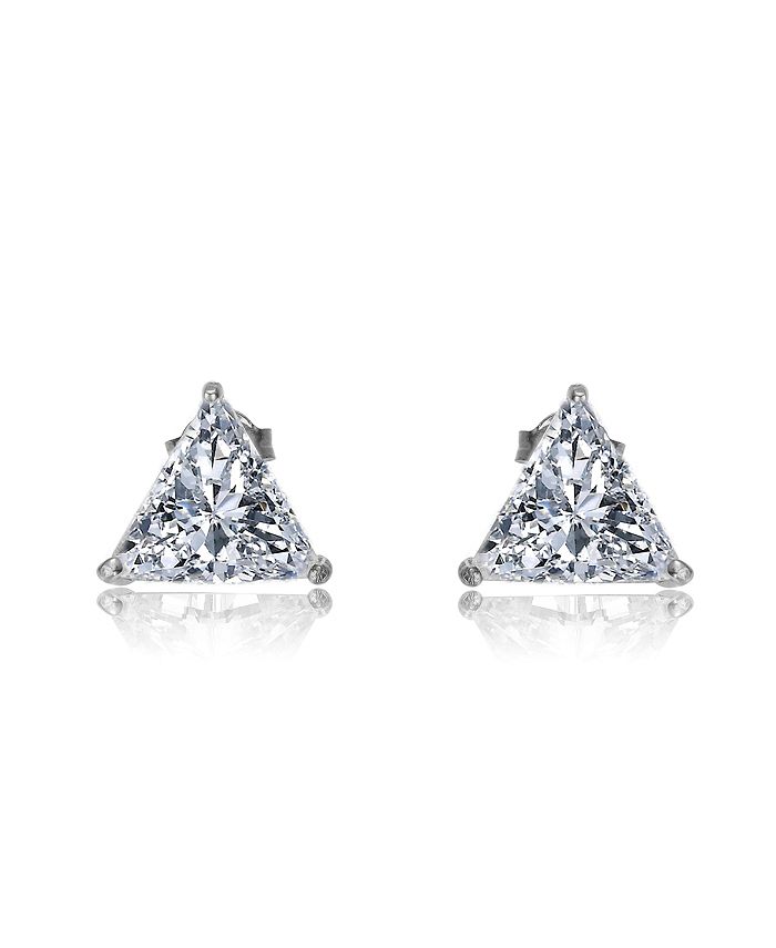Stella Valentino Sterling Silver White Gold Plated with 4ctw Lab Created Trillion Triangle ...