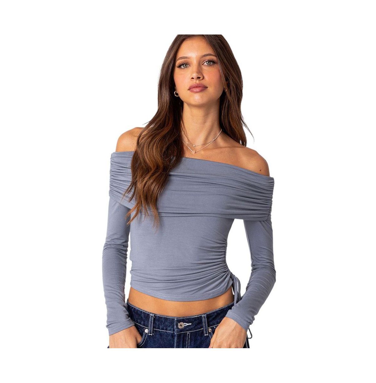 Click here for Edikted Womens Gathered fold over drawstring top -... prices