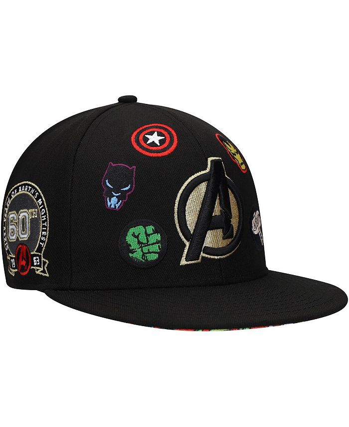 Marvel Men's Black 60th Anniversary Allover Comic Undervisor Snapback ...