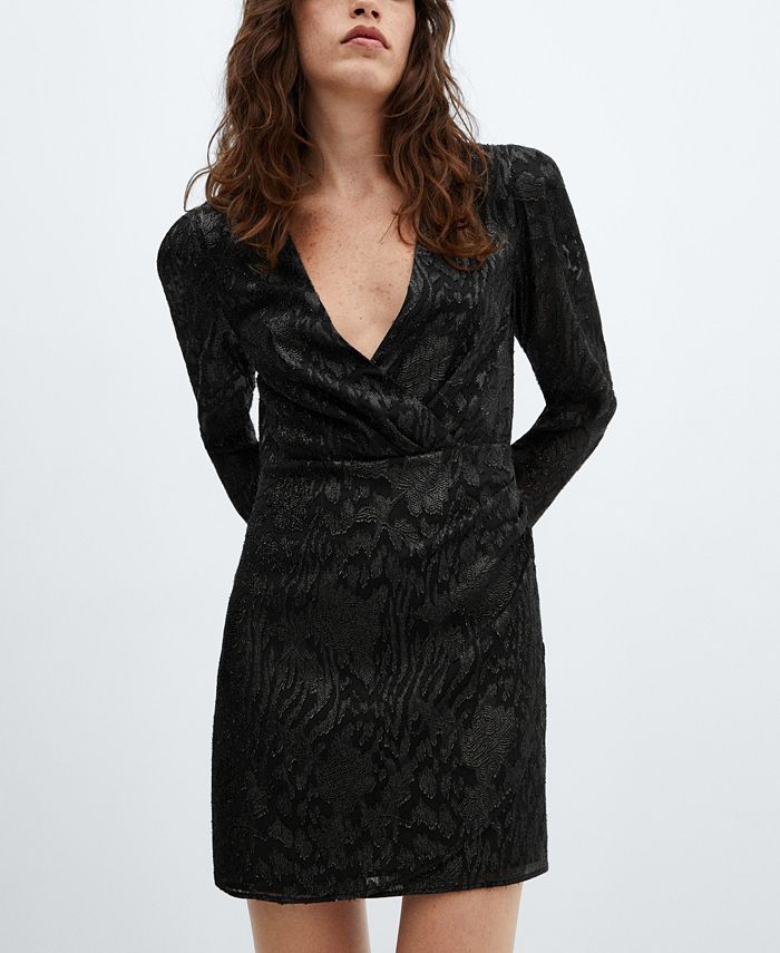MANGO Women's Lurex Jacquard Dress - Macy's