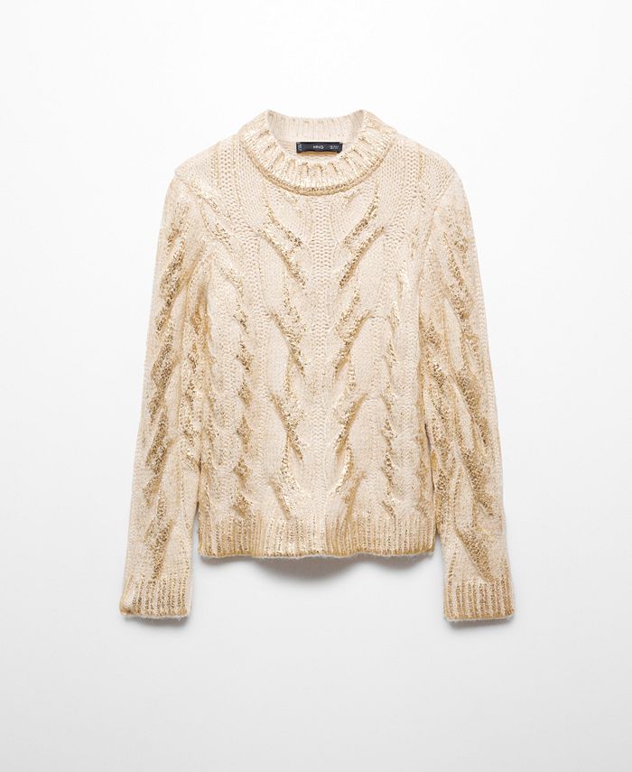 MANGO Women's Foil Braided Jumper Sweater - Macy's