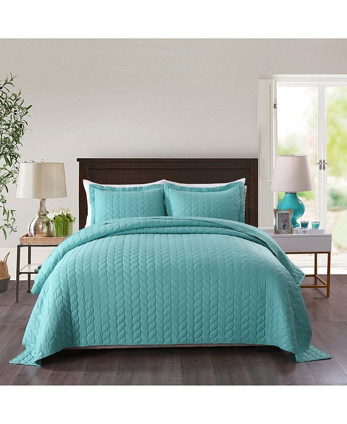 MarCielo 3 Piece Lightweight Bedspread Quilt Set Leaf King - Macy's