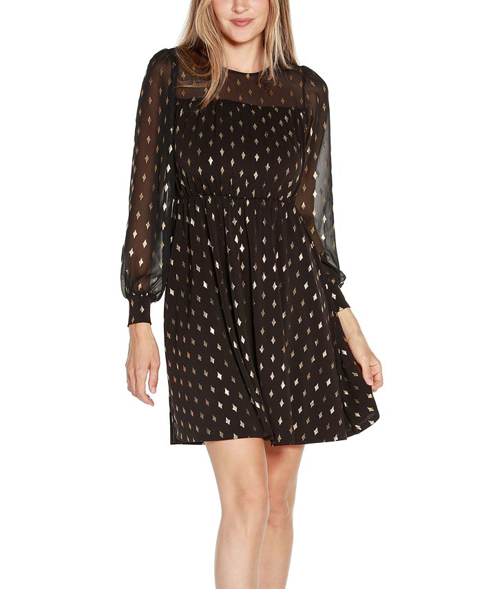 Belldini Black Label Women's Foil Printed A-Line Dress - Macy's