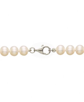 Macy s Cultured Freshwater Pearl Necklace 7 7 1 2mm and Drop Earrings 7x9mm Set in Sterling Silver White Gold Over Silver