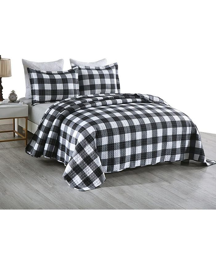 MarCielo 3 Piece Buffalo Quilt Bedspread Set Bedding Coverlet Set B020 ...