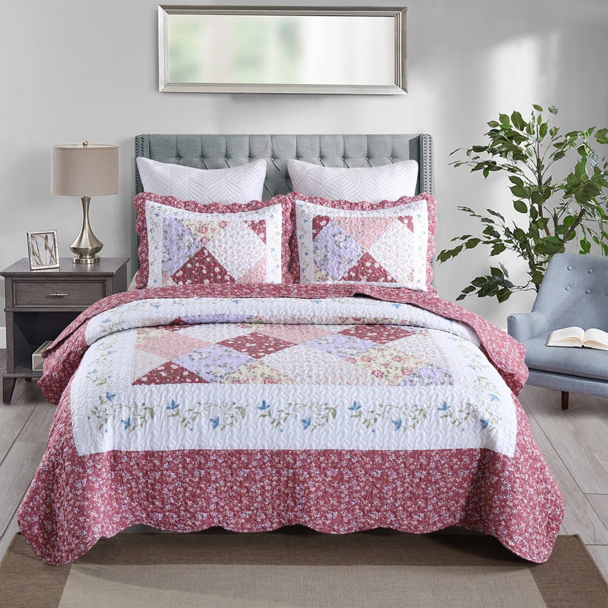 Click here for MarCielo 3 Piece Printed Quilt Set Bedspread Set B... prices