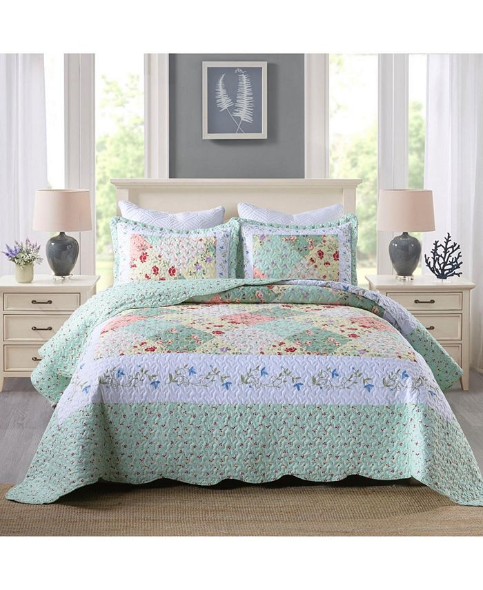 MarCielo 3 Piece Printed Quilt Bedspread Set B014 - Queen - Macy's