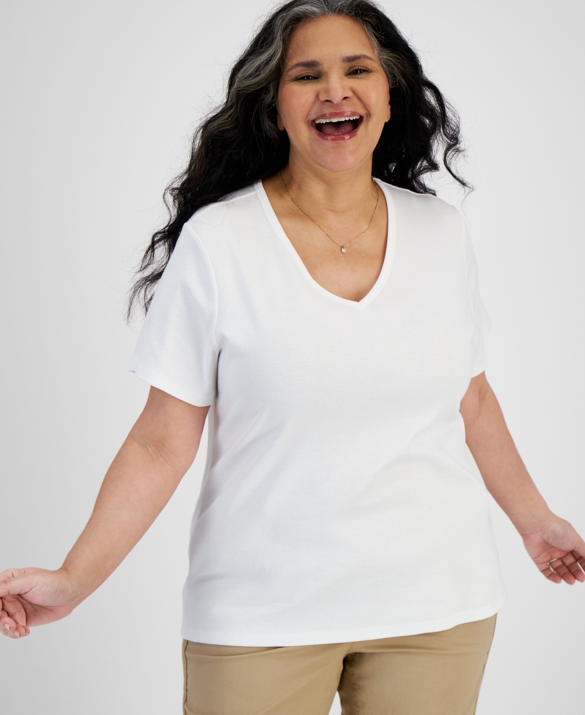 Click here for Style & Co Plus Size Short-Sleeve V-Neck Top  Excl... prices