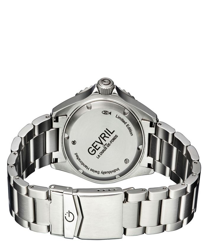 Gevril Men's Wallstreet Silver-Tone Stainless Steel Watch 43mm - Macy's