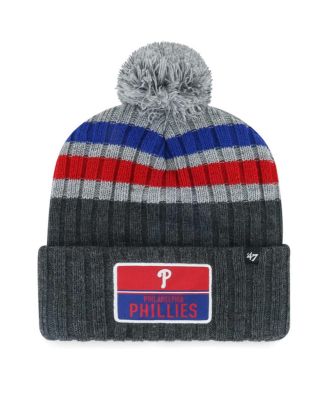 Men's '47 Brand Gray Philadelphia Phillies Stack Cuffed Knit Hat with Pom - Macy's
