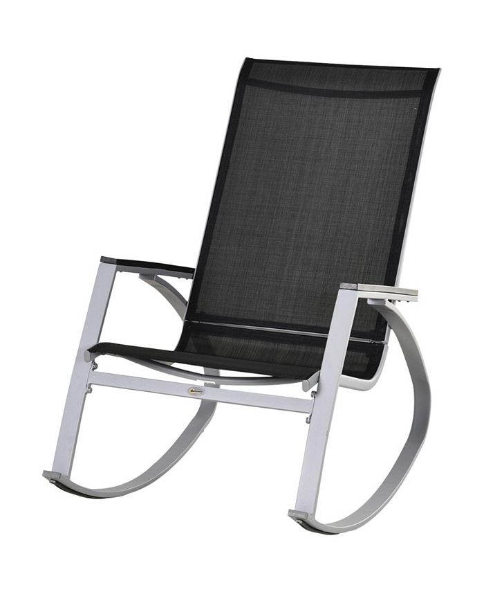 Outsunny Outdoor Modern Front Porch Patio Rocking Sling Chair - Black ...