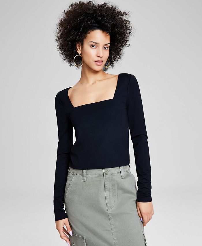 And Now This Women's Square-Neck Long-Sleeve Top, Created for Macy's ...