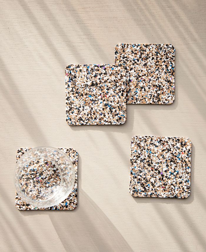 LIGA Set of 4 Square Beach Clean Coasters - Macy's